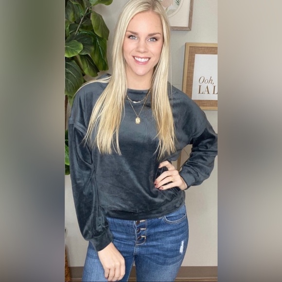 Mono B | Tops | Mono B Brushed Velour Style Pullover | Poshmark